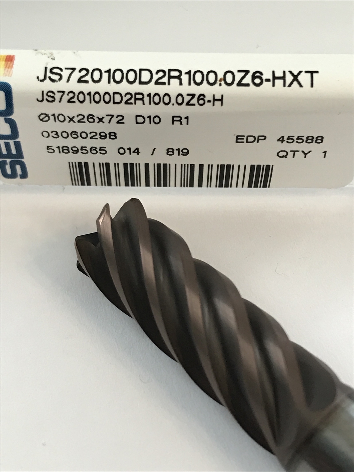 10mm END MILL 1mm RAD SECO CARBIDE JS720100D2R100.0Z6-HXT 6fl Milling ...