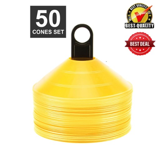 50-PCS Bright Soccer Field Marking Coaching Yellow Disc Cones Sports ...