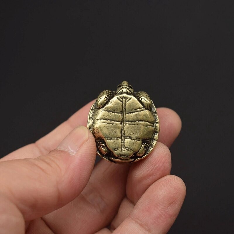 1 Pc Solid Brass Turtle Statue Ornament Turtle Tea Pet Decoration ...