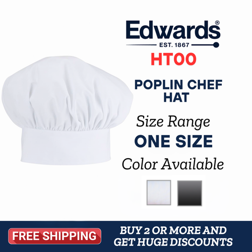 Edwards HT00 Unisex Traditional Poplin Chef Machine Washable Kitchen ...