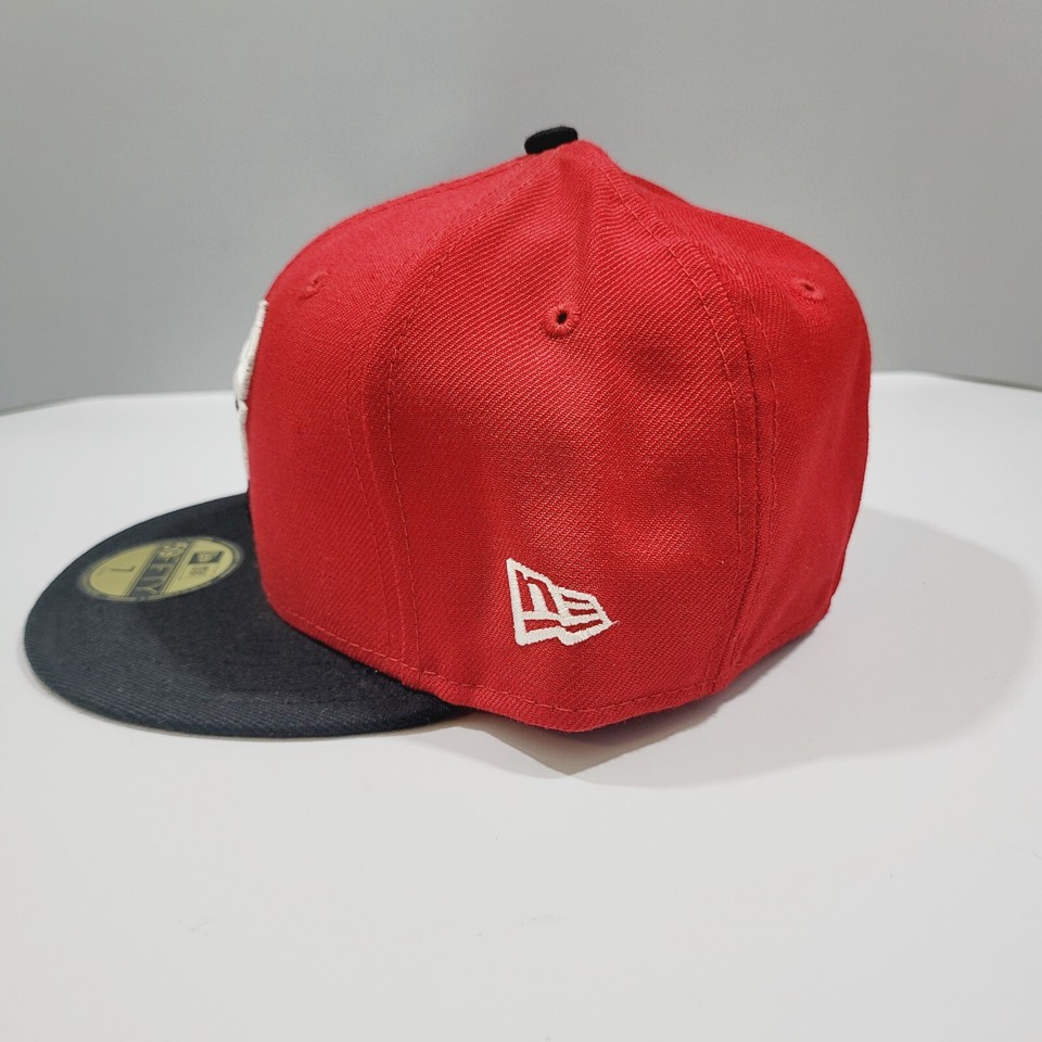 Chicago Bulls Hat Fitted Mens 7 Red Black Plain Logo New Era NBA ...