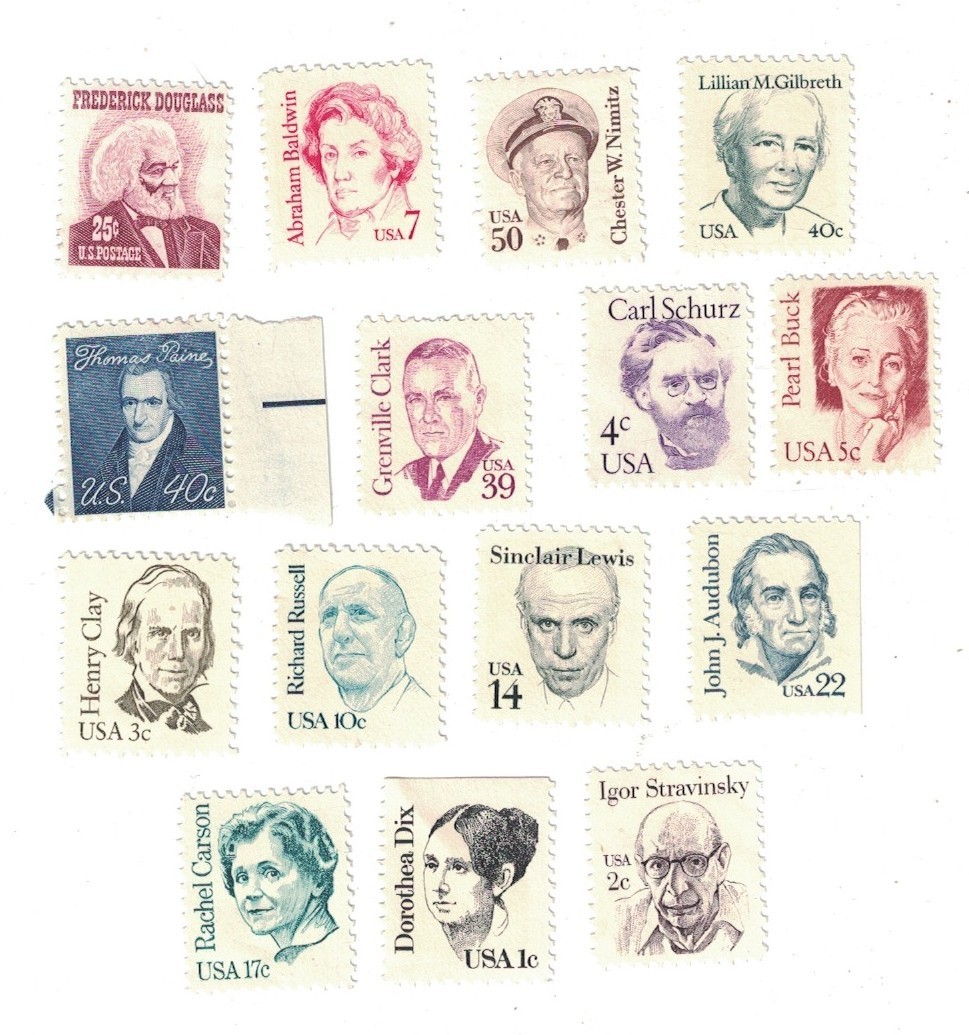 15 U.S. STAMP .01 CENT TO .50 CENT FAMOUS IMPORTANT MEN & WOMAN UNUSED ...