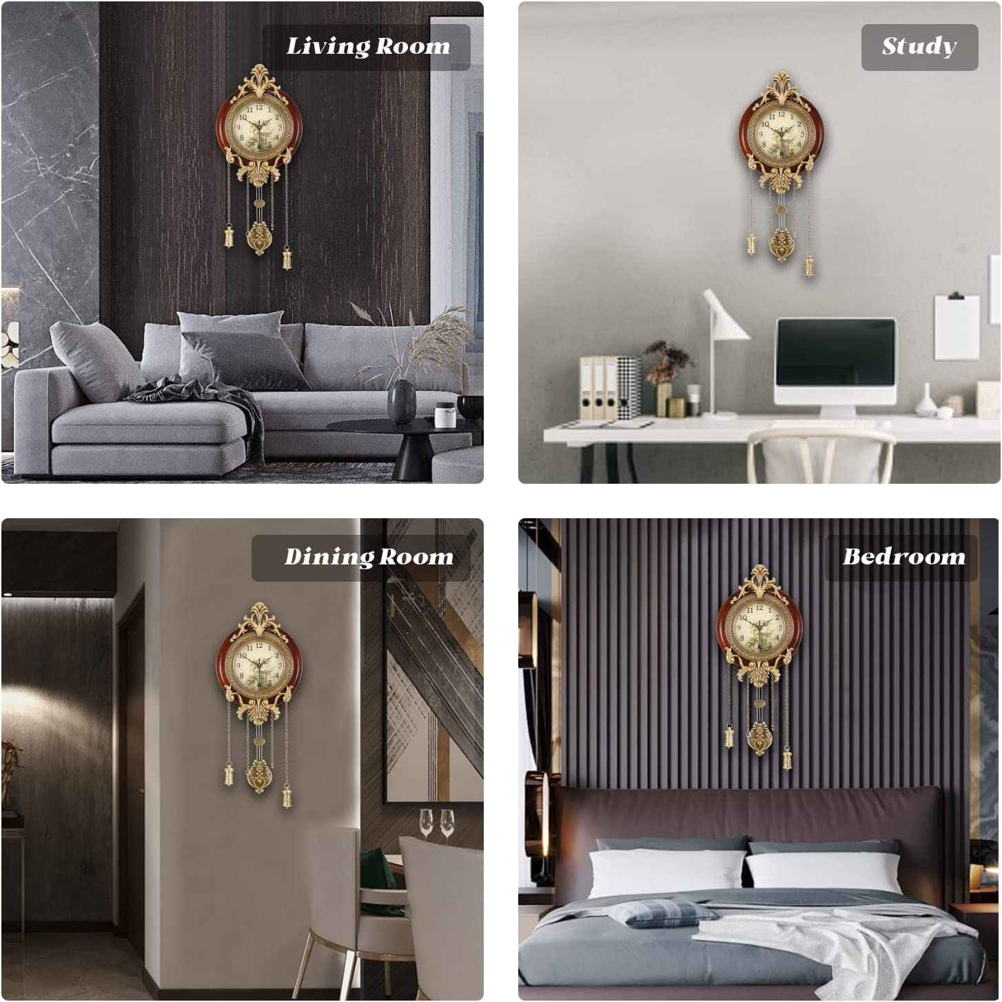 Dia 9-Inch Retro Style Vintage Wood Indoor Wall Clock with Swinging ...