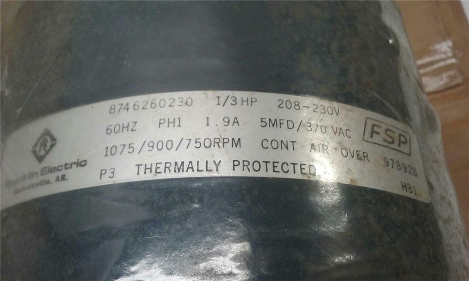 FSP 208-230V 60Hz ELECTRIC MOTOR 5MFD/370VAC | eBay