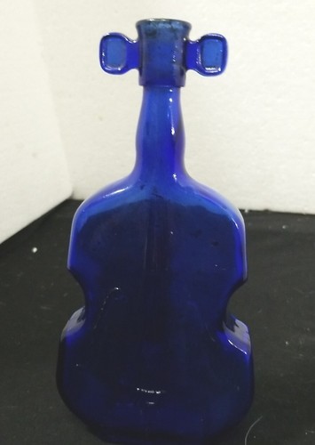 Vintage Cobalt Blue Glass Cello Bottle Fiddle Vase | eBay