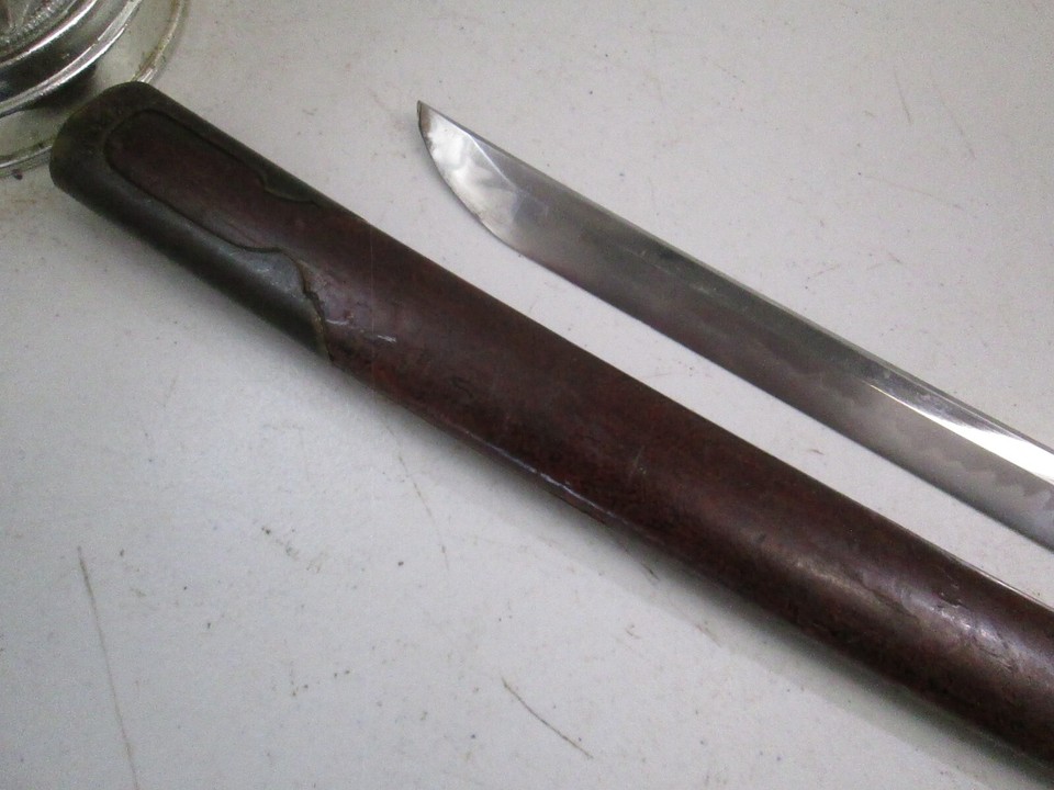WW2 JAPANESE OFFICERS GUNTO GENDAITO SWORD & SCABBARD SIGN SADATSUGU ...