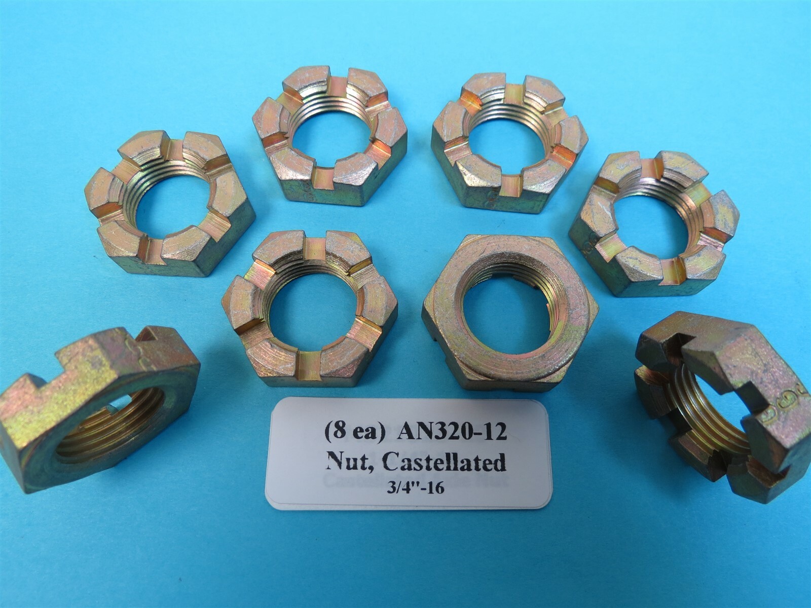 (8) 3/4”-16 Castellated Nuts Aircraft Aeronautical Standards AN320-12 ...