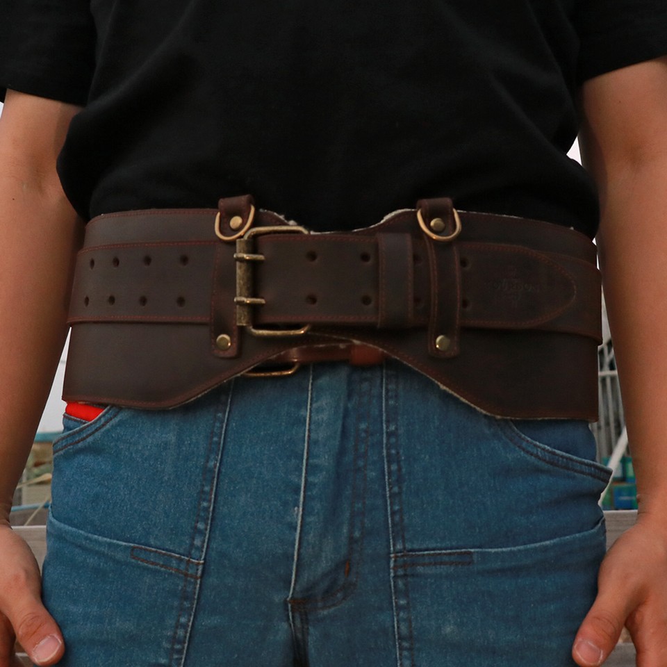TOURBON Logging Belt Leather Heavy Duty Tools Carrier Soft Padded ...