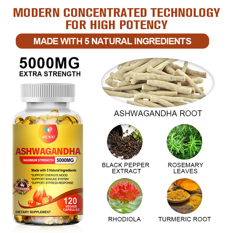Organic Ashwagandha Root Capsules Highest Potency Stress & Sexual ...