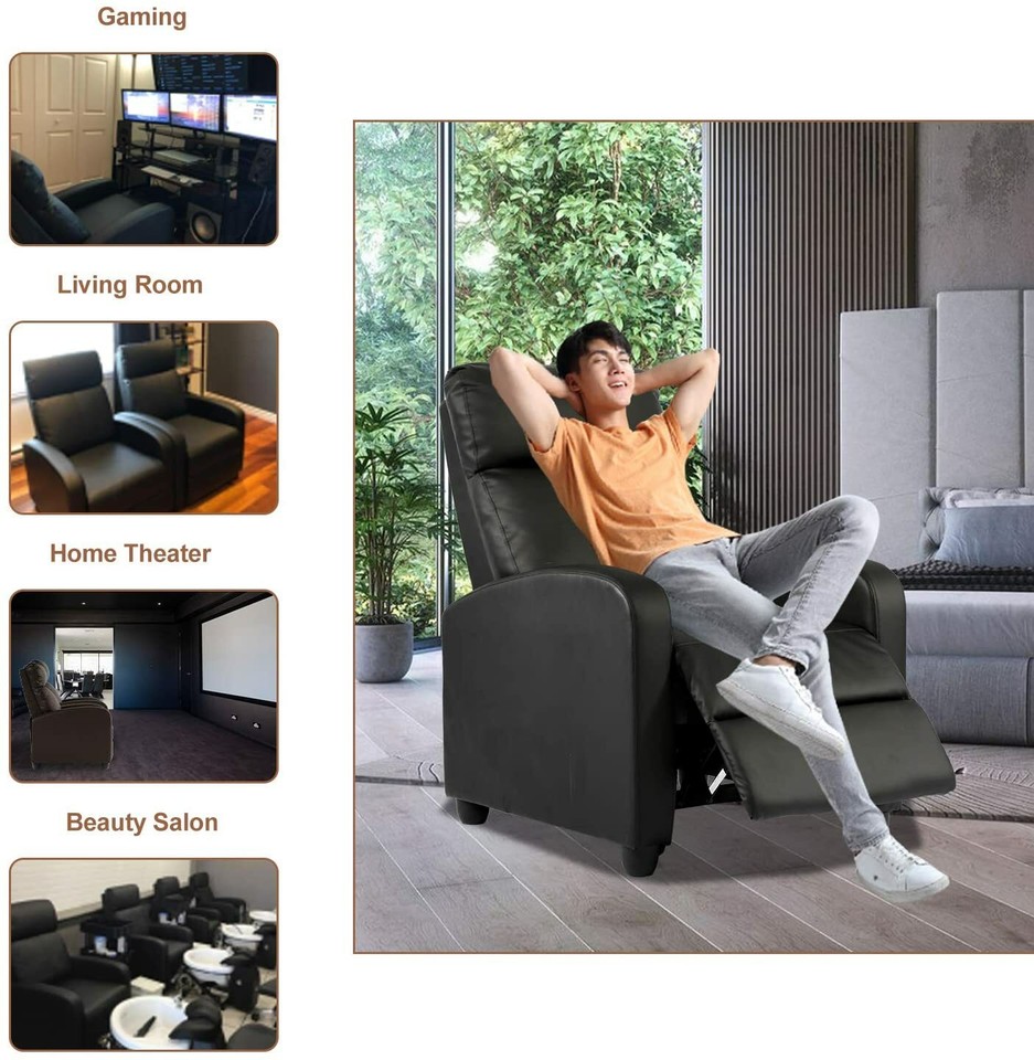 PU Leather Recliner Chair Single Sofa Recliner Modern Home Theater ...