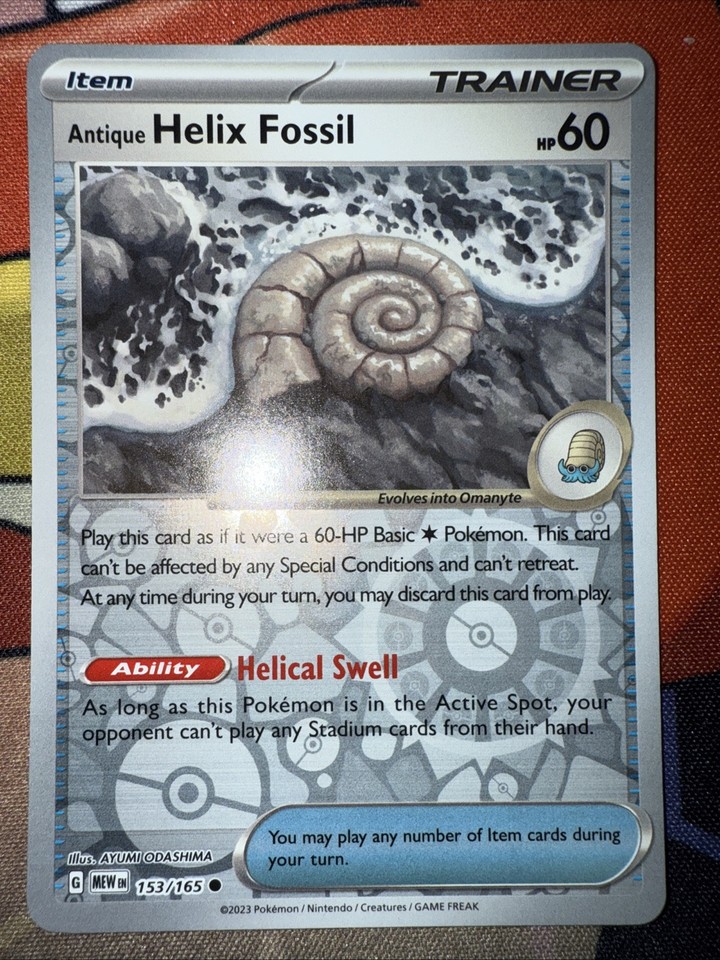 Pokemon - 151 - Antique Helix Fossil - 153/165 - Reverse Holo | eBay ...
