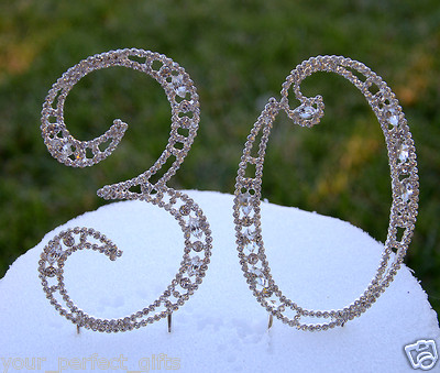 5" Rhinestone Silver Number Thirty 30 Bling Cake Topper Birthday ...