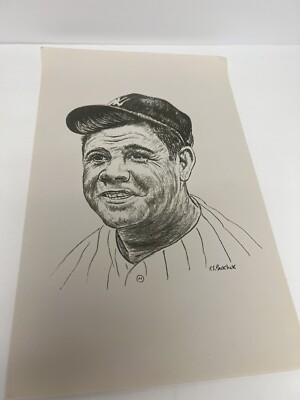 Drawing of BABE RUTH - Artwork by F. S. Packlick -unframed - 11" x 17 ...