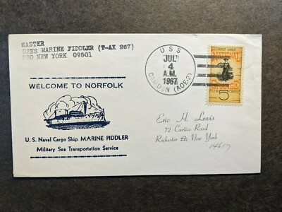 USNS MARINE FIDDLER T-AK 267 Naval Cover 1967 Nicholson Cachet USS ...
