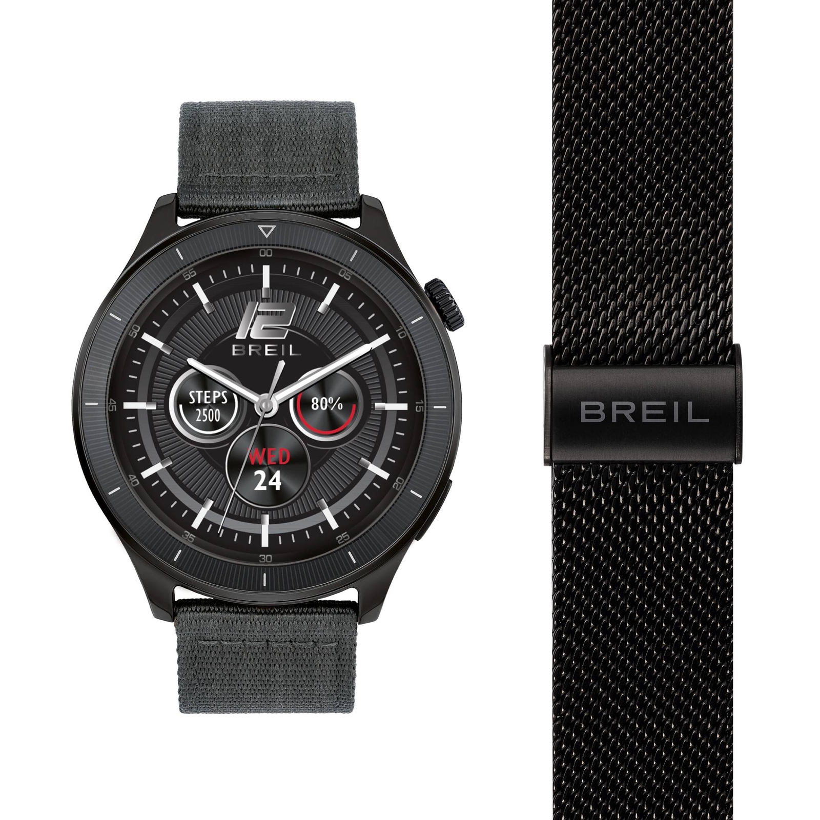 Orologio Smartwatch Breil BC-1 TW2033 Maglia Nera Tessuto Rotondo ...