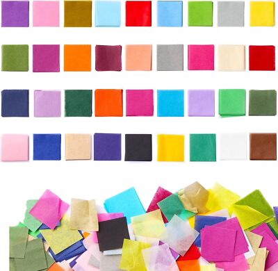 5400 Pcs 1 Inch Tissue Paper Squares, 36 Assorted Colored Tissue Paper ...