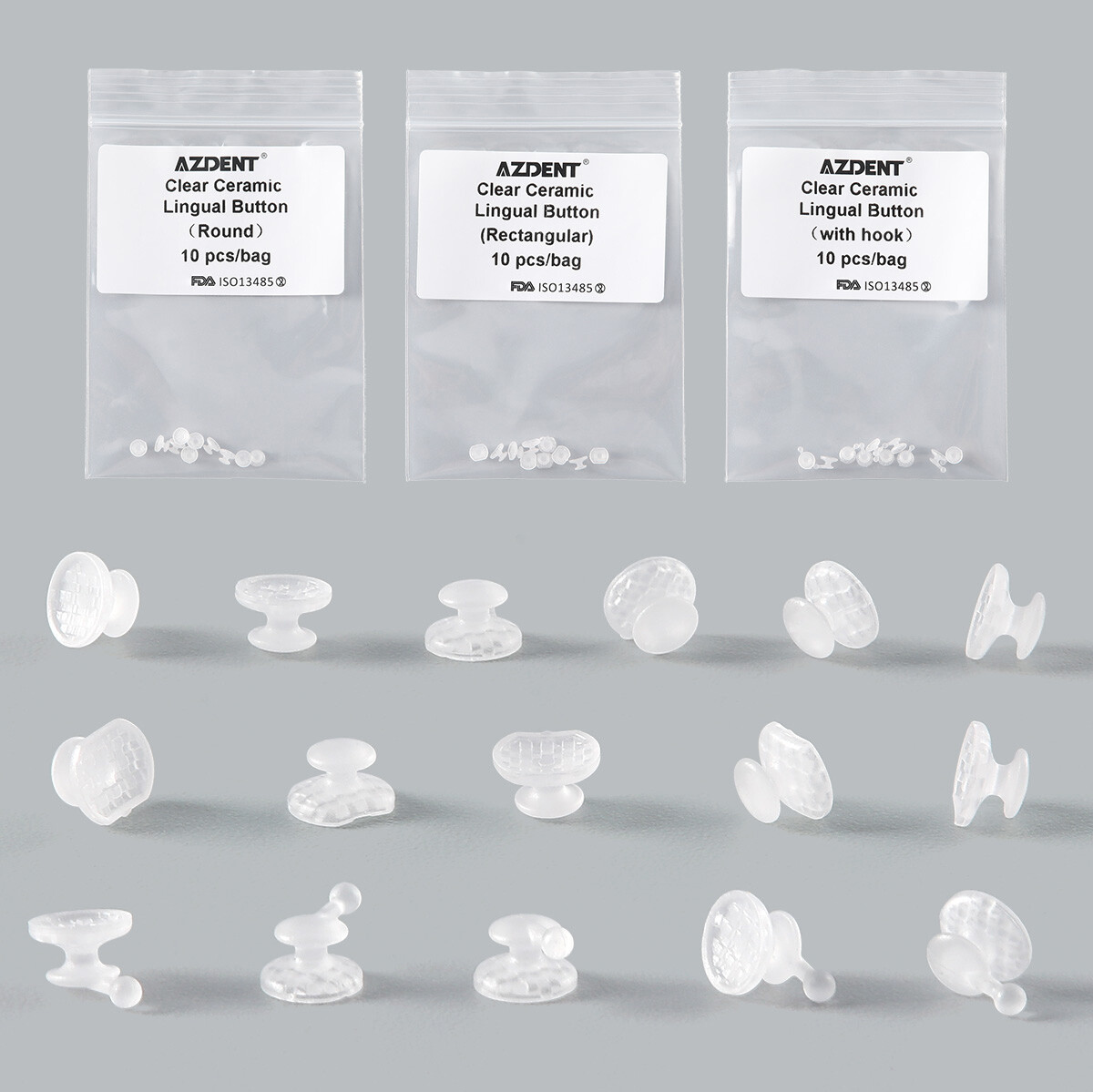 Dental Orthodontic Composite Clear Ceramic Lingual Buttons for Bondable ...