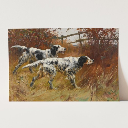English Setter Dogs Hunting Dogs Painting Victorian 1800s Wall Art ...