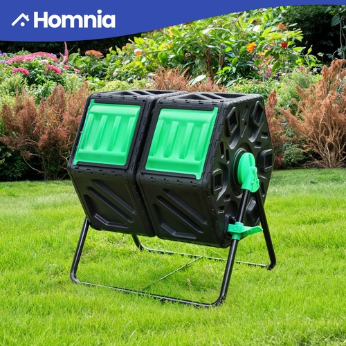 37 Gallon Compost Bin Dual Chamber Rotating Composter Garden Kitchen ...