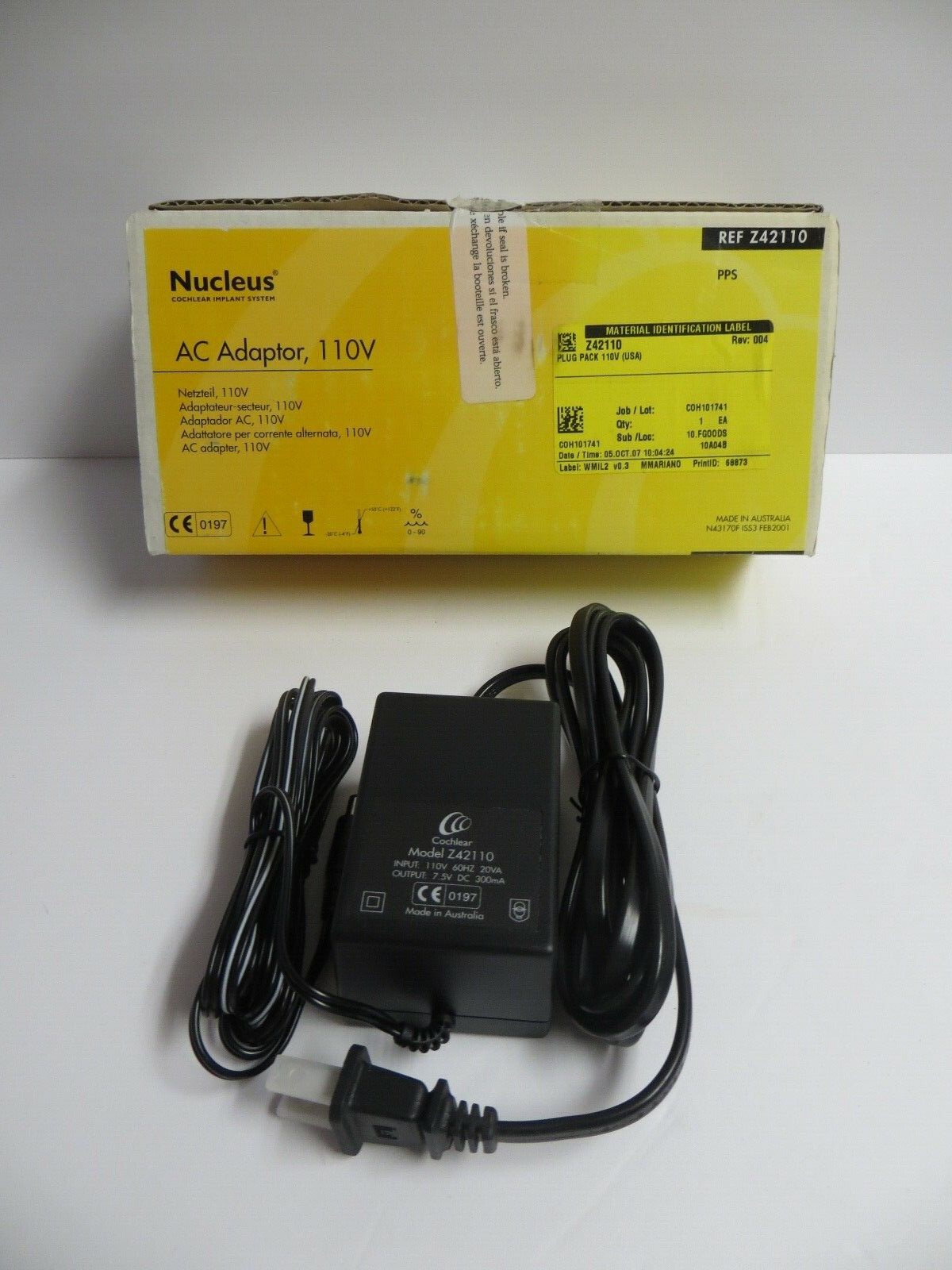 NEW in box Cochlear Nucleus Plug Pack AC Adapter 110v - Z42110 ...