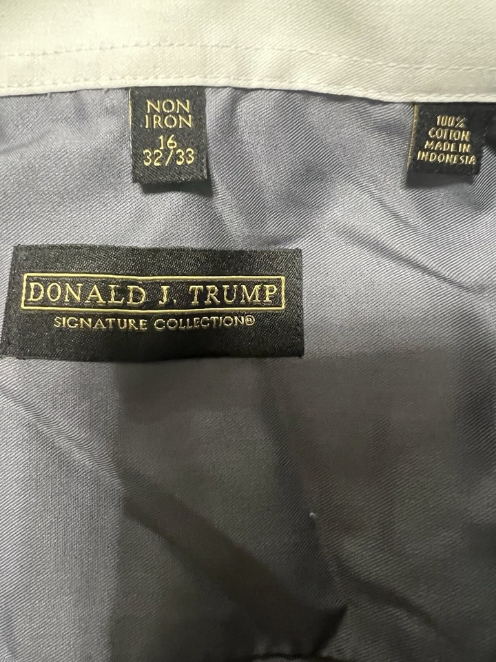 Donald J Trump Shirt Mens Blue Gray Signature Collection French Cuff-Sz ...