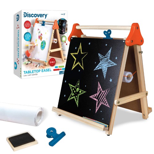 3-in-1 Tabletop Dry Erase Chalkboard Painting Art Easel, Includes Paper ...