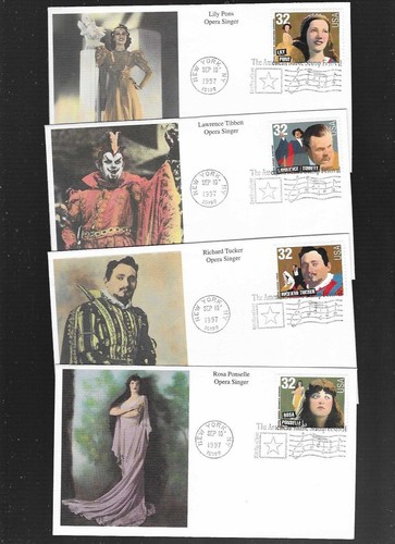 US FDC FIRST DAY COVERS OPERA SINGERS 1997 THREE SETS OF 4 TOTAL 12 ...