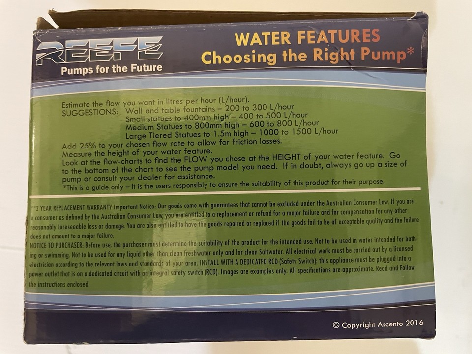 Reefe Pond & Water Feature Pump 240V | eBay Australia