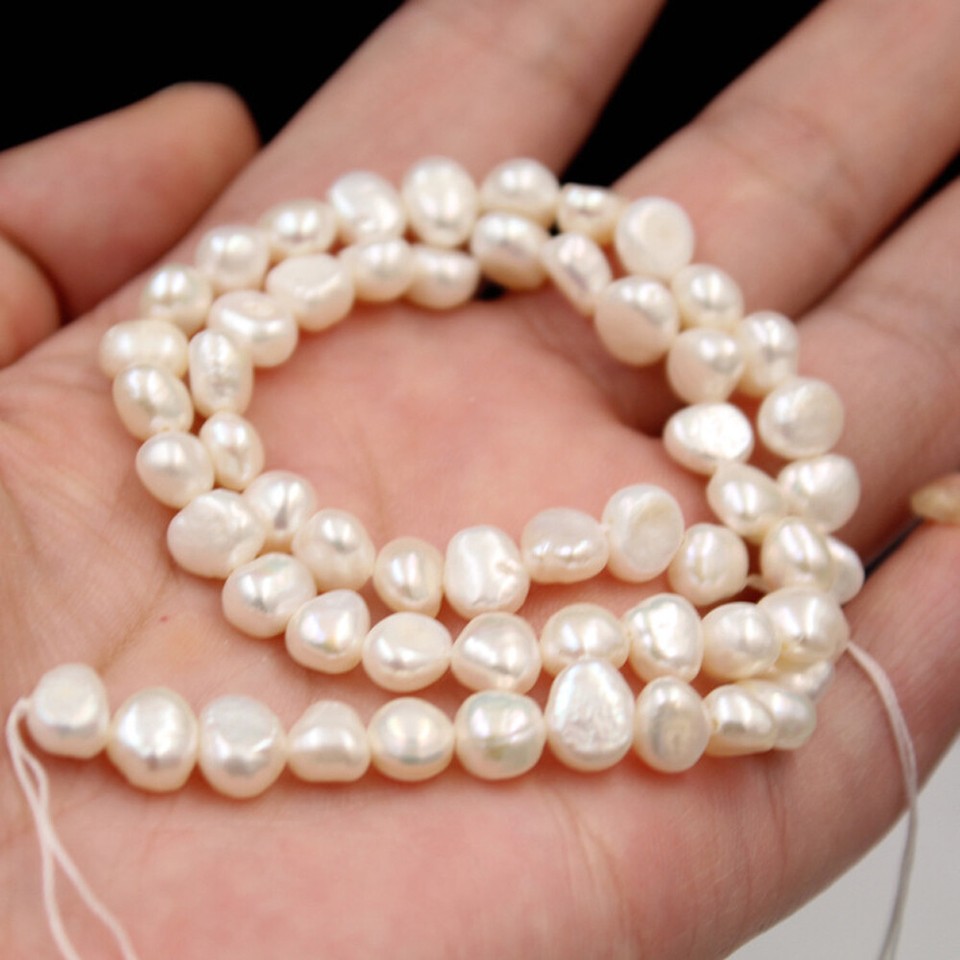 Wholesale Freshwater Pearl Gems White Loose Beads for Making 1 Strand ...