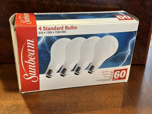 Sunbeam - 60 Watt Light Bulbs - A19 - Standard Bulbs - 1 Pack/4 Bulbs ...