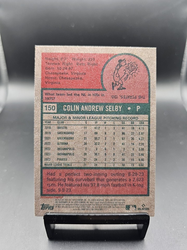 2024 Topps Heritage #150 Colin Selby Rookie RC - Pittsburgh Pirates | eBay