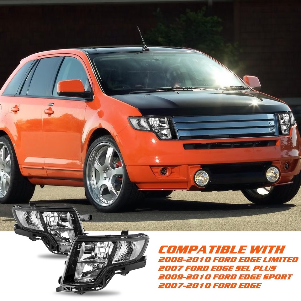 For 2007-2010 Ford Edge Black Headlights Headlamps Pair Left+Right(For ...