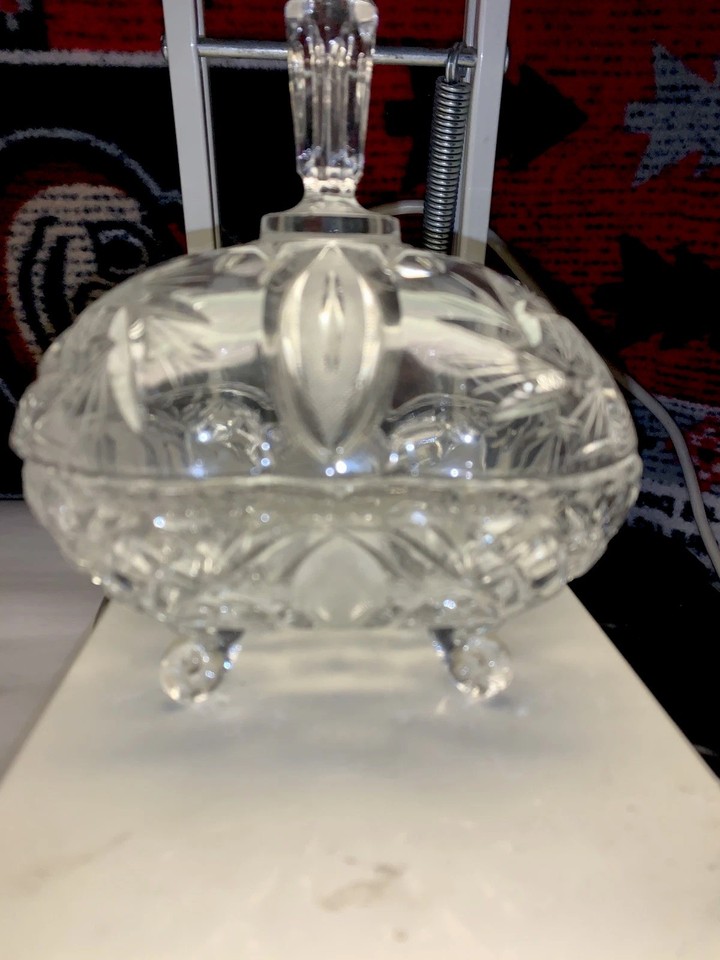 Bohemian Czech Crosshatch Textured Crystal Covered Compote Candy Bowl ...