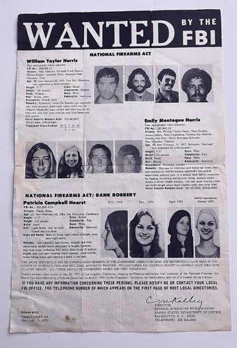 Vintage Patricia Hearst FBI Wanted Poster April 10 1975 (William ...