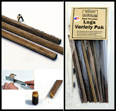 Variety Pak LOGS, REAL WOOD, great DETAIL and COLOR, HO/N/O/S, qty12 ...
