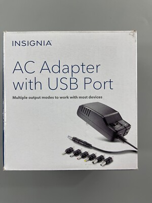 New Insignia Multi-Voltage Universal AC Adapter w/ 7 Tips & USB Port ...