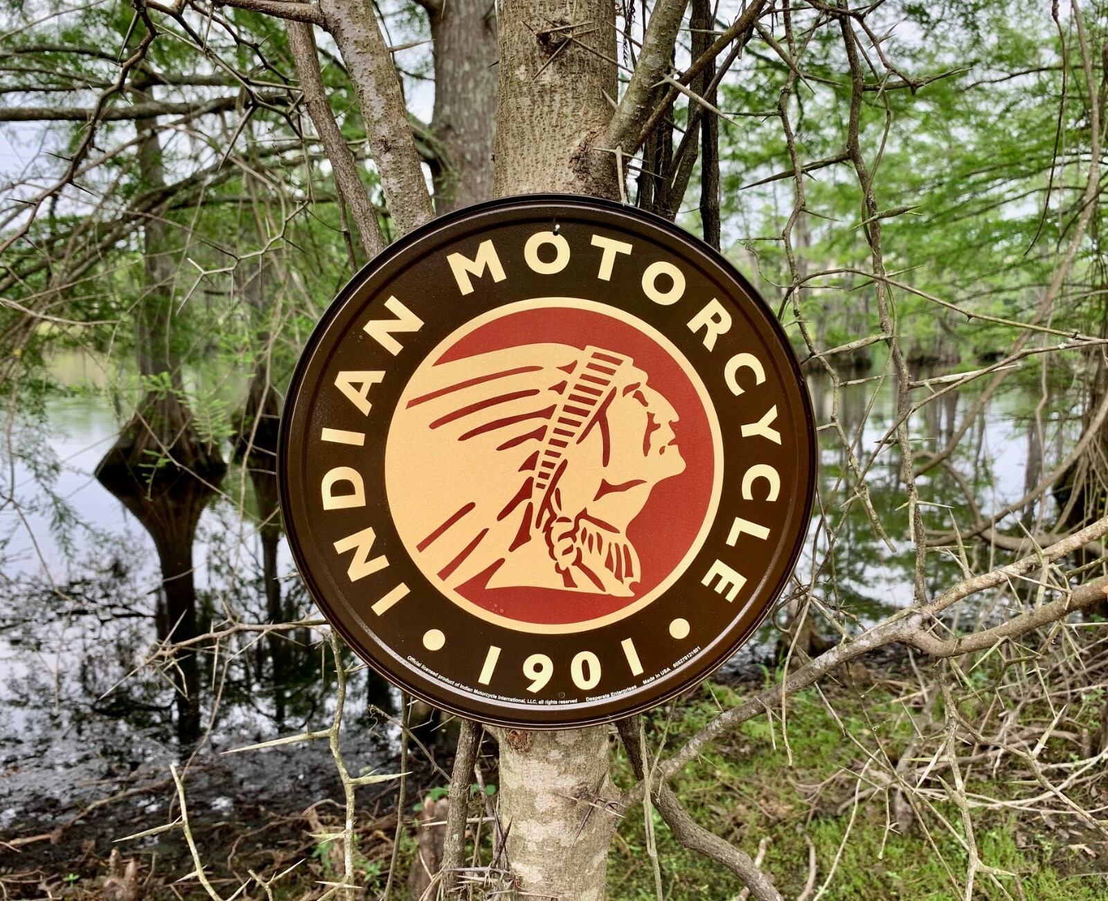 Indian Logo Round Metal Tin Sign Wall Decor Vintage Garage Shop Art ...