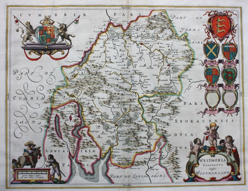 WESTMORLAND, 'WESTMORIA COMITATUS', original antique county map, J ...
