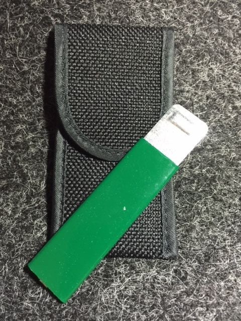 Pacific Handy Jiffy Green box cutter knife; w/ belt holster; boxes easy ...