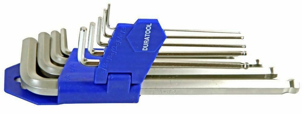 9pc Allen Key Set Hex Socket Set Imperial Ball End Long Heavy Duty ...