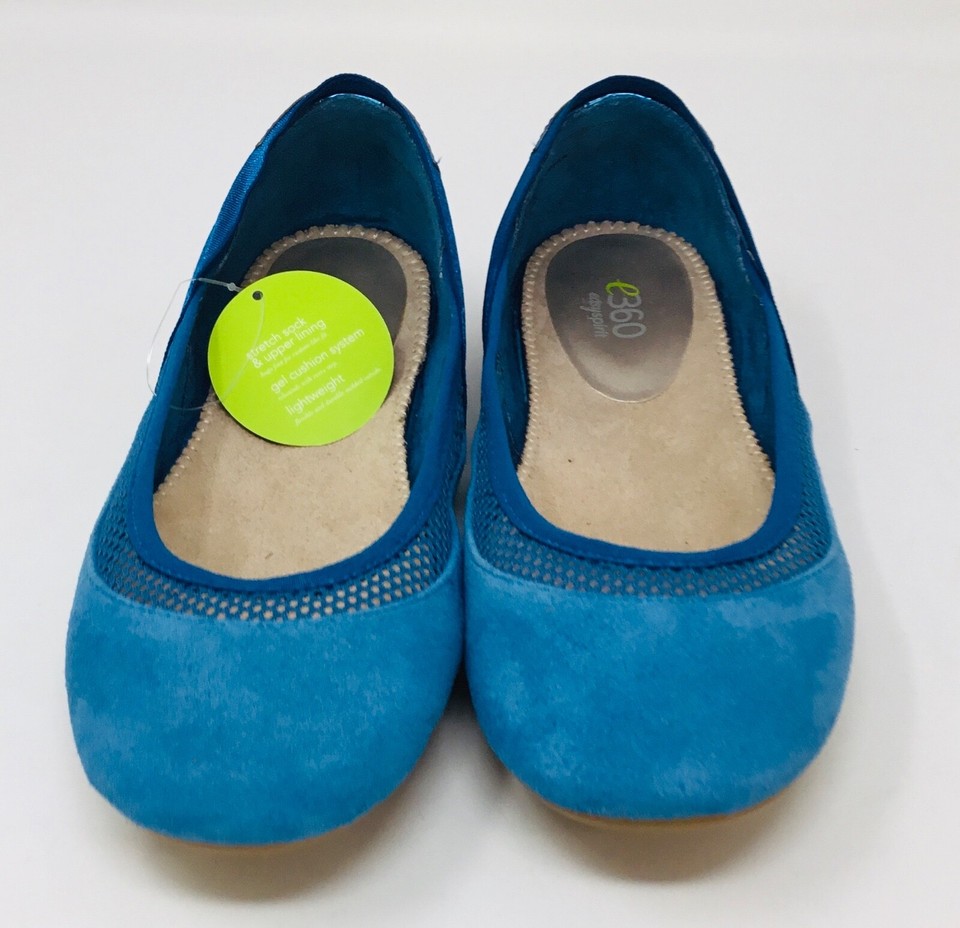 Easy Spirit 360 Womens Turquoise Suede Leather Stretch Comfort Ballet ...