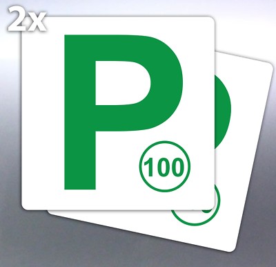 2x Green P plate 100 vinyl 7yr stickers 150 mm Australian free post ...