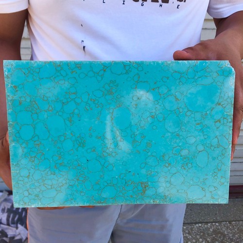 7.04LB Natural turquoise stone Lapidary polishing slab display ...