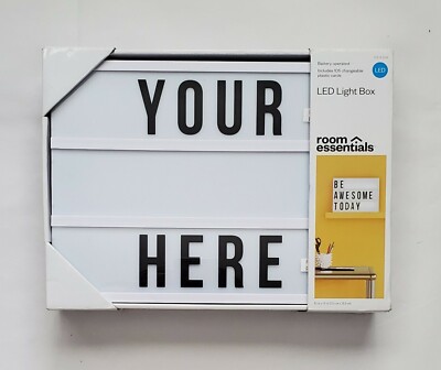 Room Essentials LED Light Box White Message Board Battery Operated, New ...