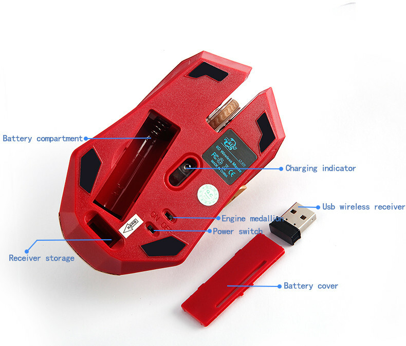 Iron Man Mouse Wireless Mouse Gaming Mouse gamer computer mice（Golden ...