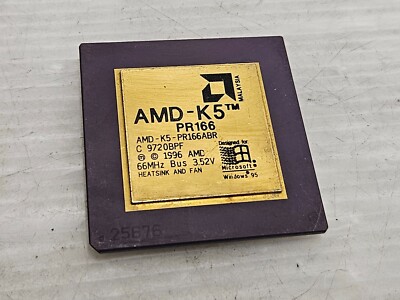 AMD K5-PR166ABR, Socket 7, Top Gold Vintage Processor, Very Rare ...