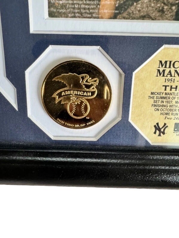 Mantle Maris Framed Photo Summer of 61 Yankees Highland Mint 24ct Gold ...