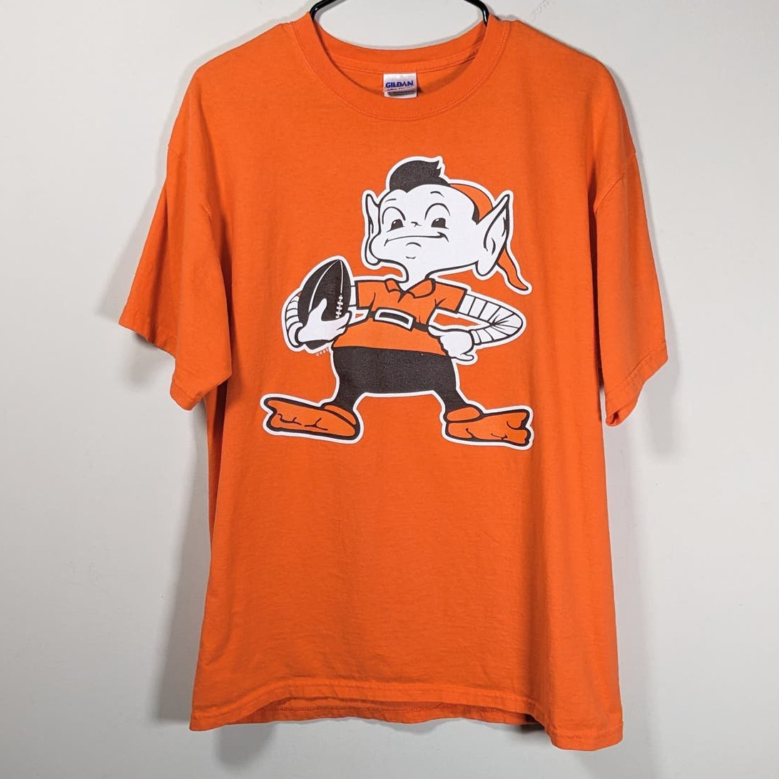 Gildan Cleveland Browns Brownie the Elf Logo Orange S… - Gem