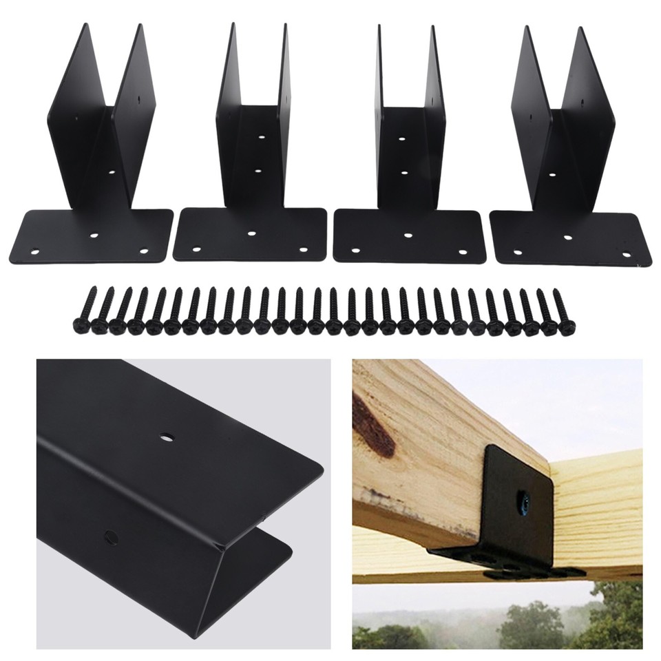 4pcs 2x4 Pergola Side Top Mount Bracket Upper Joint Timer Lumber Kit ...