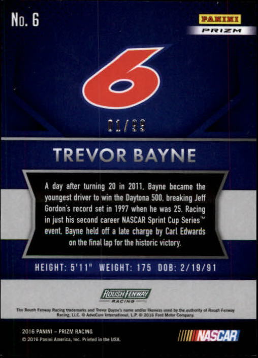 2016 Panini Prizm Prizms Blue Flag #6 Trevor Bayne /99 | eBay